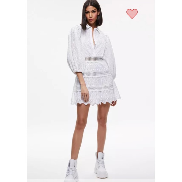Alice + Olivia | Dresses | Alice Olivia Blakesley Blouson Sleeve Eyelet ...